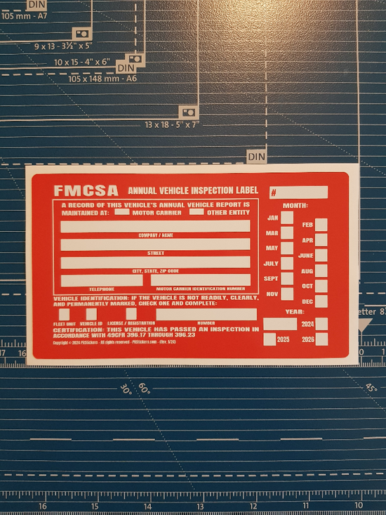 Personalized FMCSA Annual Vehicle Inspection Label - Customized With Y ...